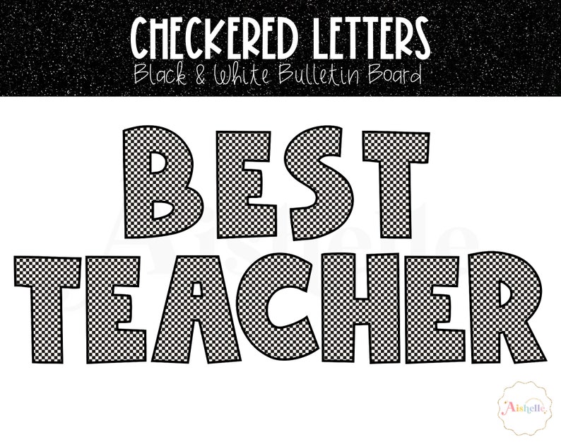 Black & White Checkered Bulletin Board Letters A-Z | Classroom Decor ...