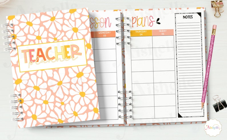 Printable Teacher Planner 2024-2025 Teacher Binder Light Daisy Planner ...