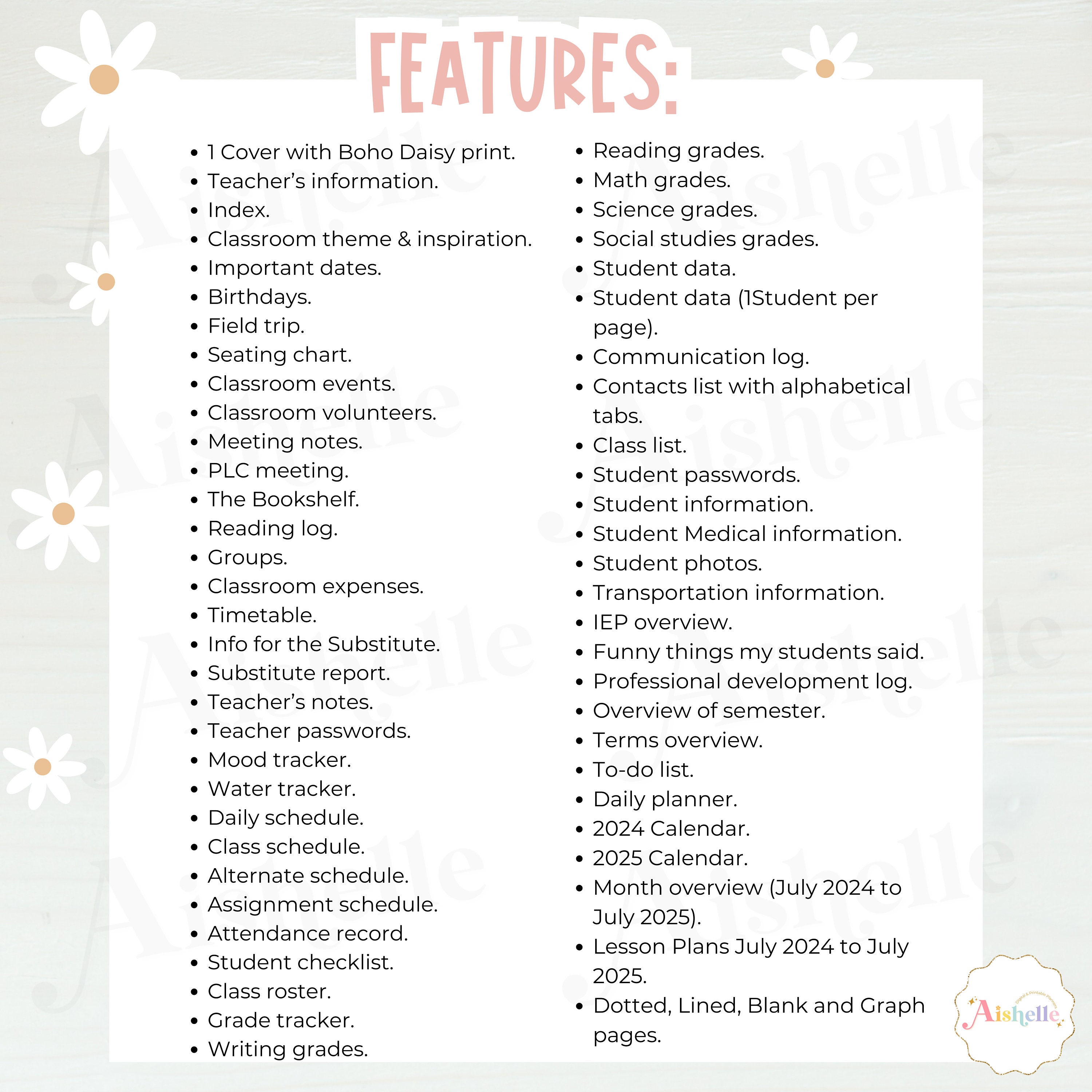 2024-2025 Digital Teacher Planner | Goodnotes Teacher | Boho Daisy ...