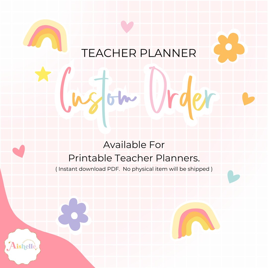 Personalized Printable Teacher Planner Instant Download PDF. - Etsy