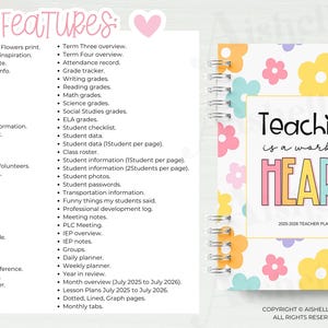 2025-2026 Printable Teacher Planner | Teacher Binder | Bright Floral ...