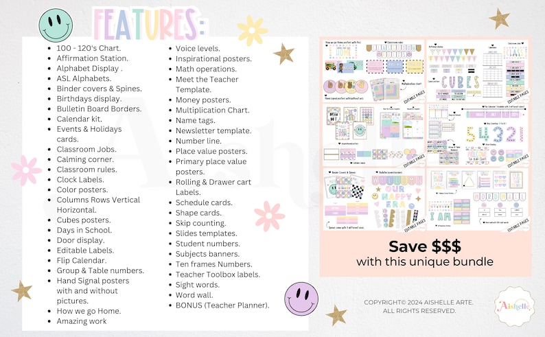 EDITABLE Pastel Smiley Classroom Decor Bundle - PERSONAL USE - Etsy