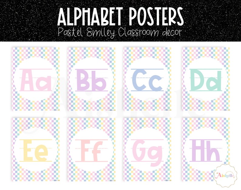 Classroom Alphabet Posters | Pastel Happy Faces Classroom Decor ...