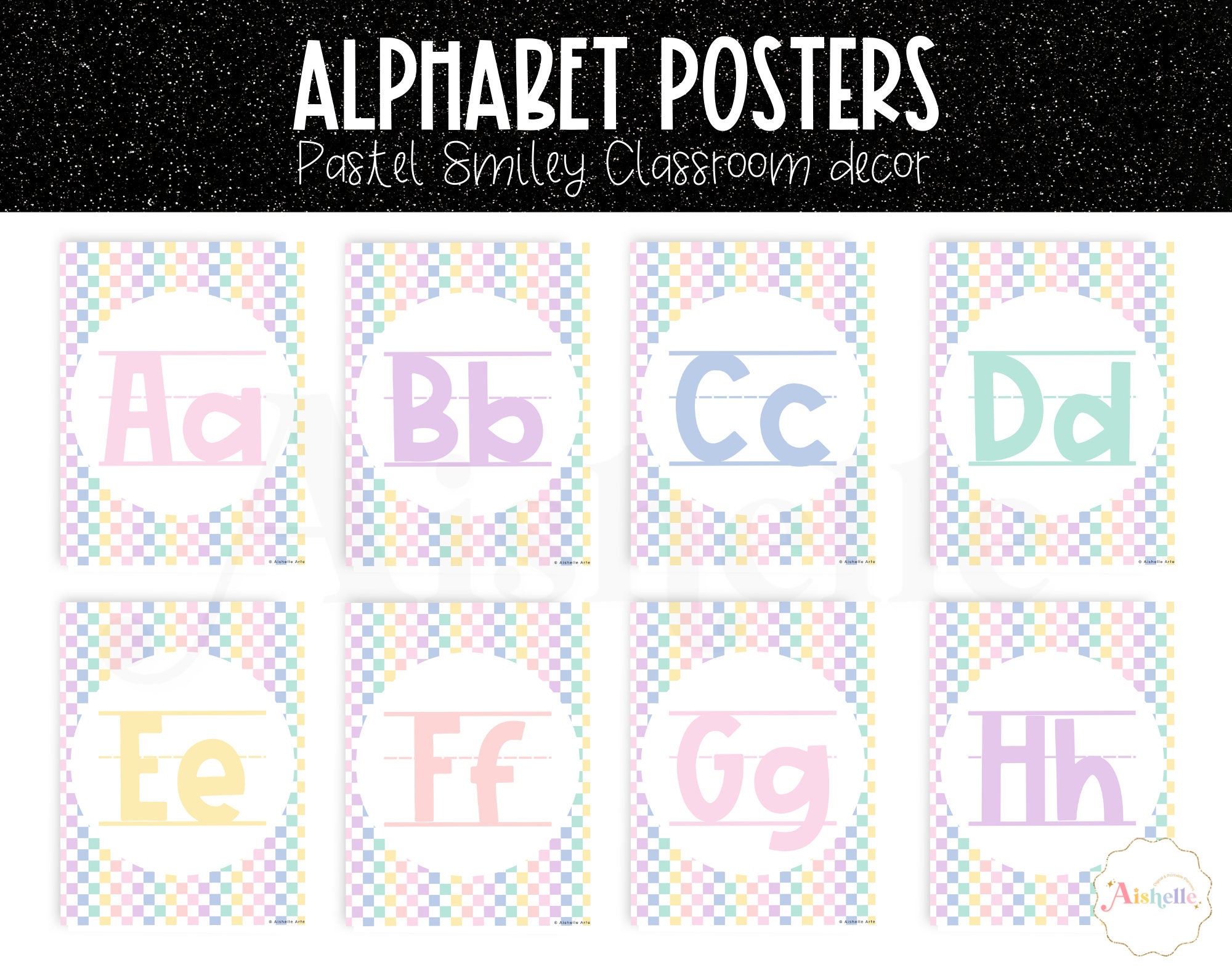 Classroom Alphabet Posters | Pastel Happy Faces Classroom Decor ...