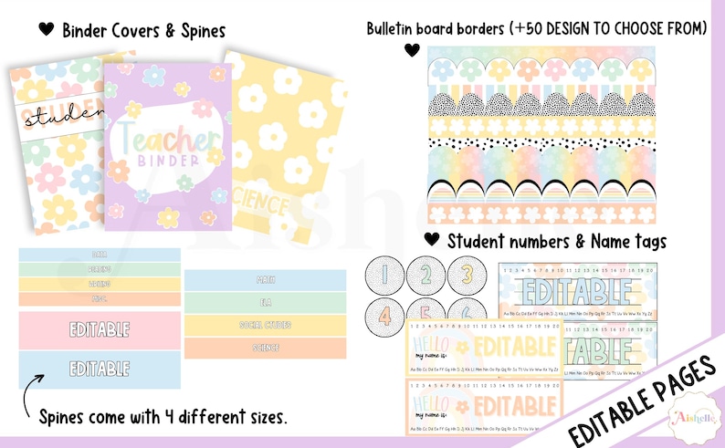 EDITABLE Pastel Classroom Decor Bundle - Bloom in Pastel | PERSONAL USE ...