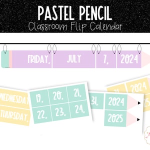 Pencil Flip Calendar Display | Pastel Classroom Decor | PERSONAL USE - Etsy