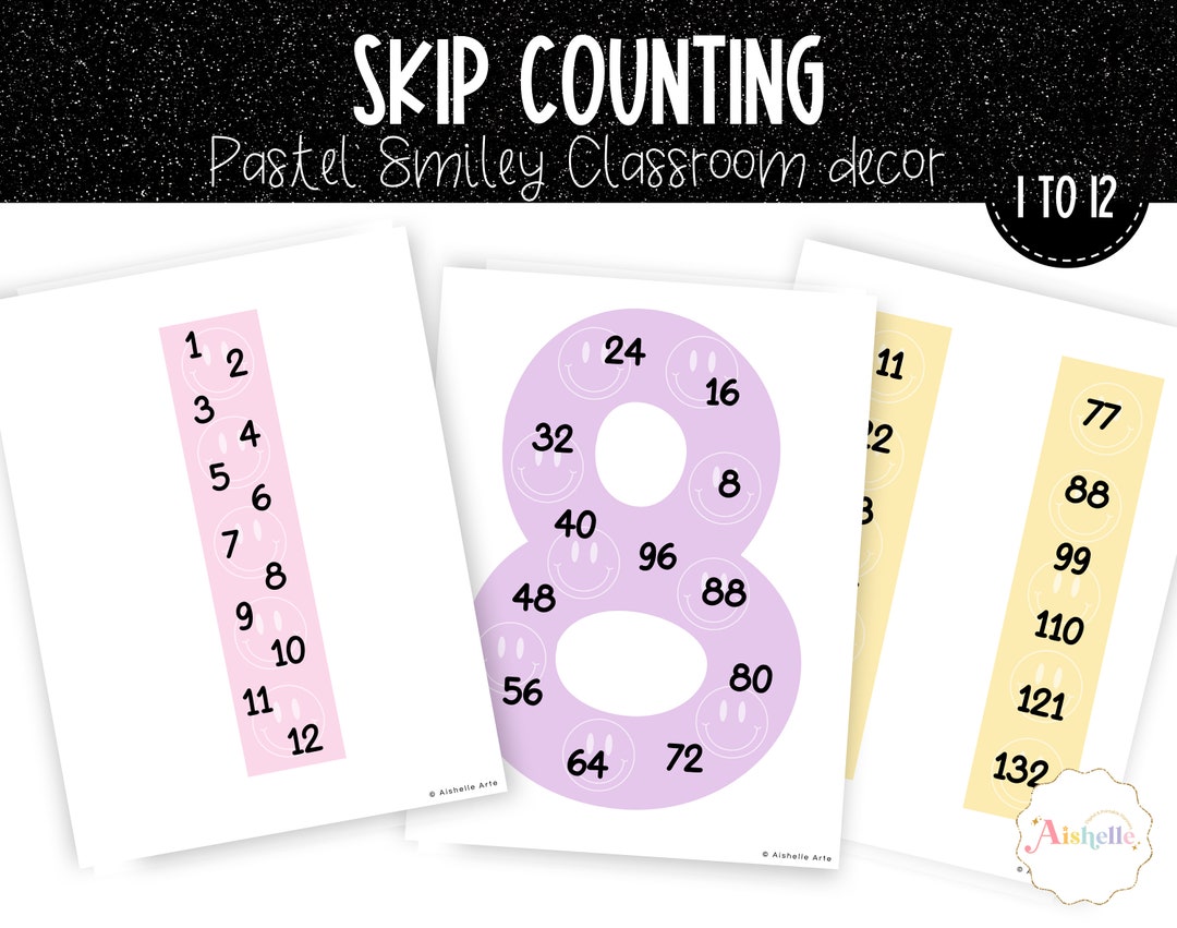 Large Skip Counting Number Display | Pastel Smiley Classroom Decor ...