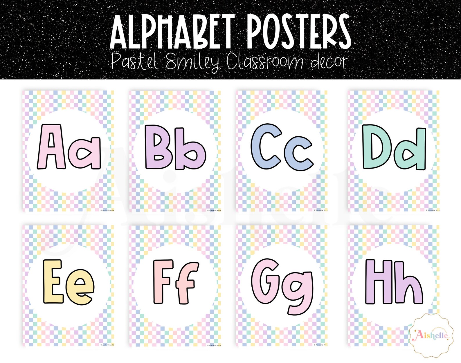 Classroom Alphabet Posters | Pastel Happy Faces Classroom Decor ...