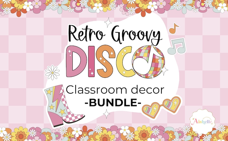 Editable Retro Groovy Disco Classroom Decor Bundle | PERSONAL USE - Etsy