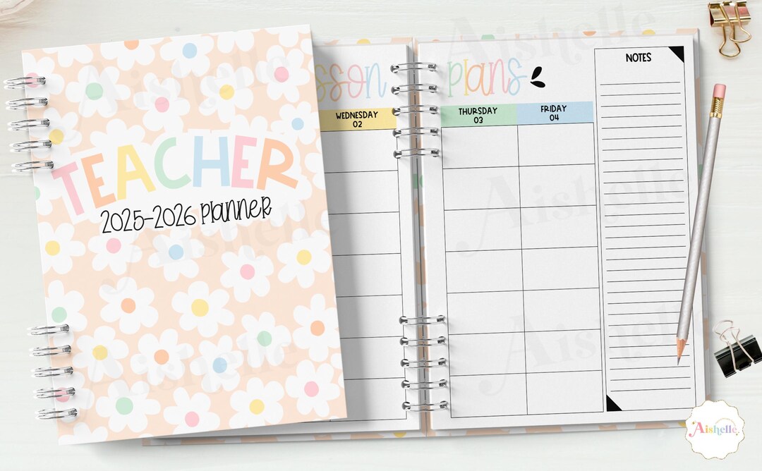 2025-2026 Teacher Planner Printable | Teacher Binder | Pastel Flowers ...