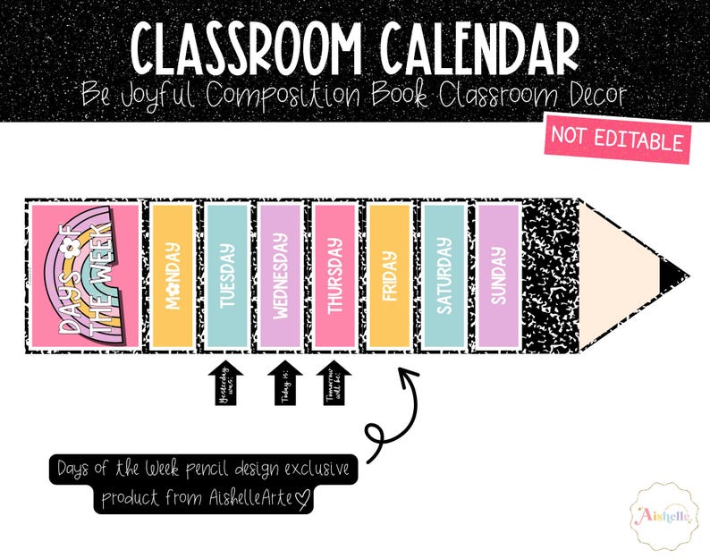 Classroom Calendar Set | Composition Notebook Classroom Decor ...