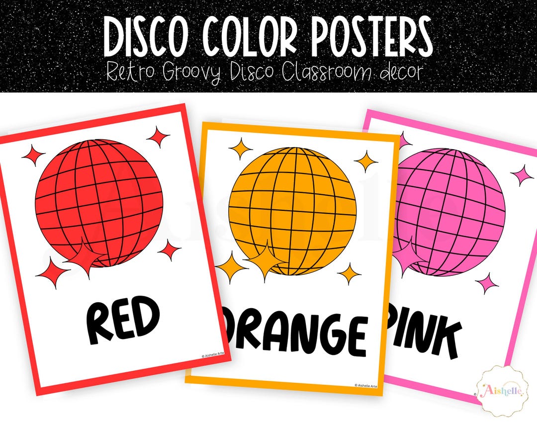 Retro Disco Ball Color Posters: Groovy Classroom Decor (PDF) - Etsy