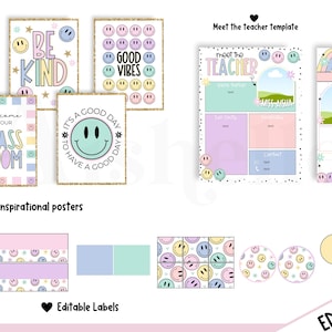EDITABLE Pastel Smiley Classroom Decor Bundle - PERSONAL USE - Etsy