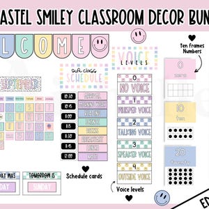 EDITABLE Pastel Smiley Classroom Decor Bundle - PERSONAL USE - Etsy