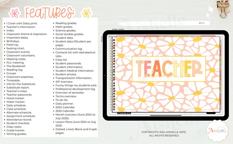 2024-2025 Teacher Digital Planner Teacher Goodnotes Light Daisy Theme ...
