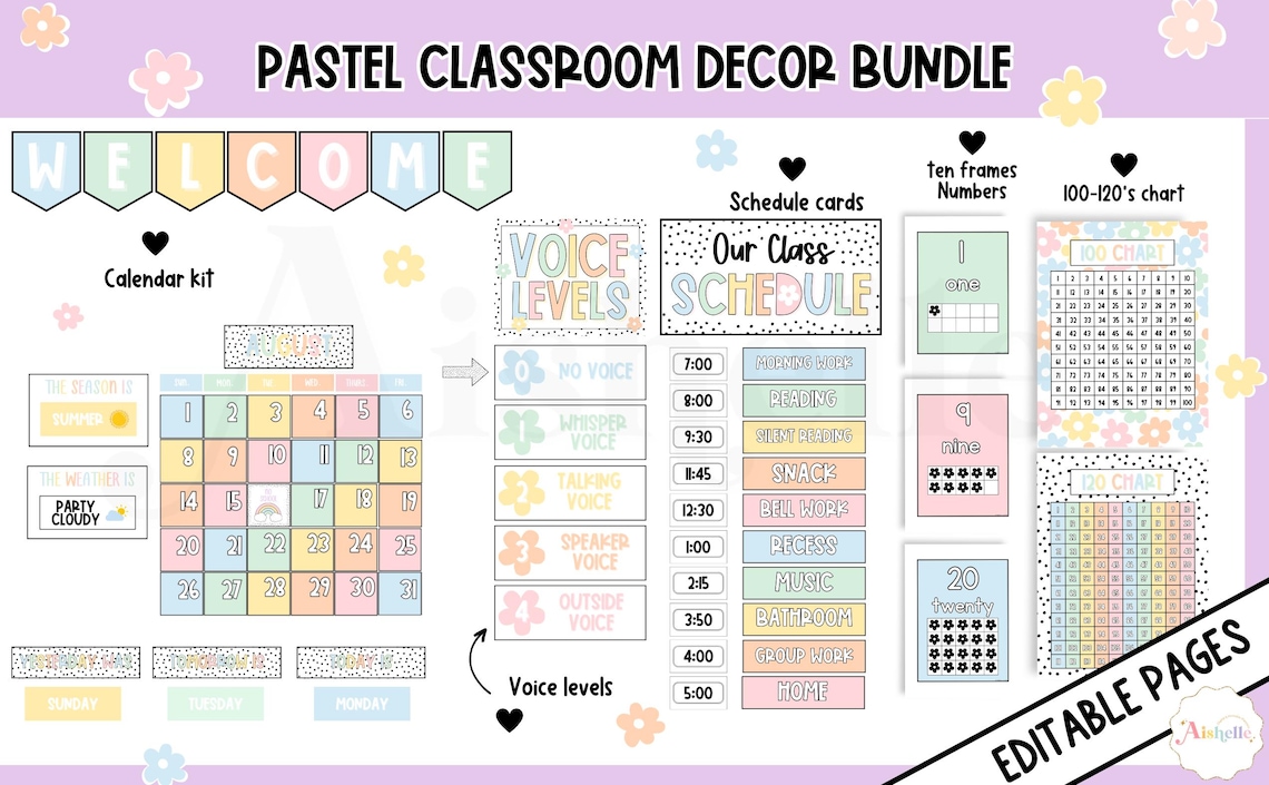 EDITABLE Pastel Classroom Decor Bundle - Bloom in Pastel | PERSONAL USE ...