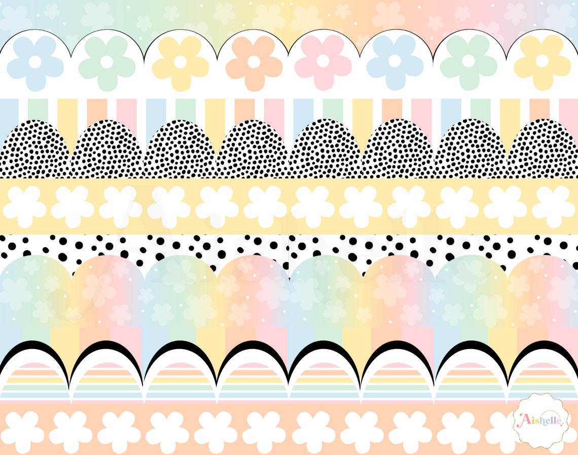 Pastel Bulletin Board Borders Pastel Flower Classroom Decor PERSONAL ...