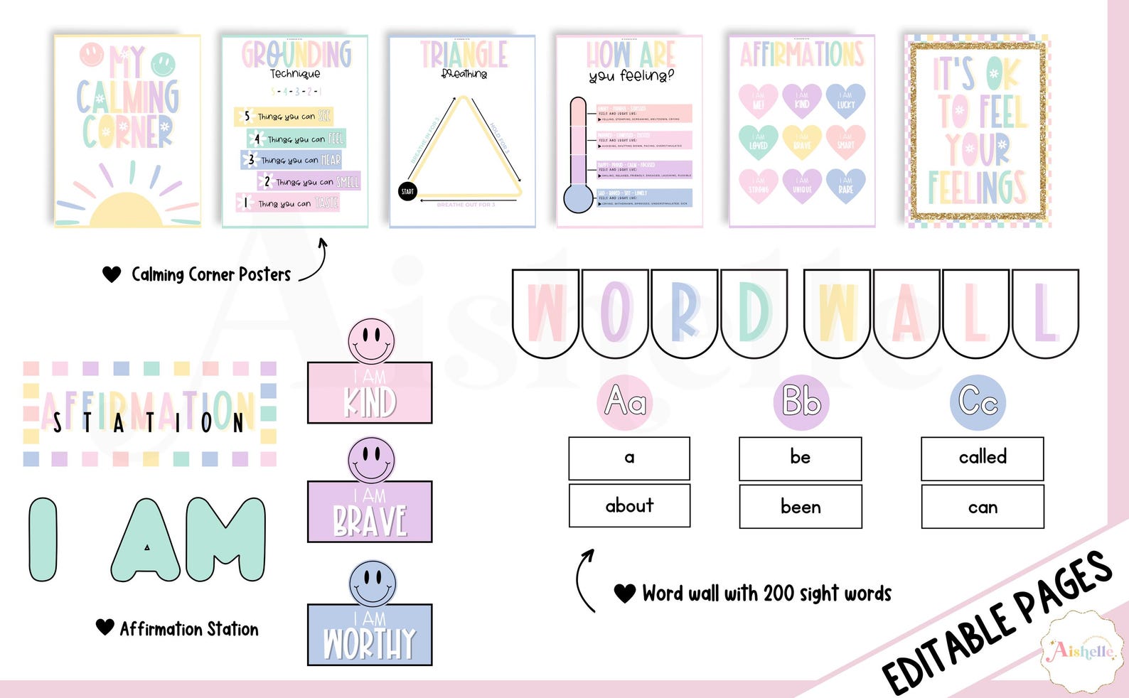 EDITABLE Pastel Smiley Classroom Decor Bundle - PERSONAL USE - Etsy