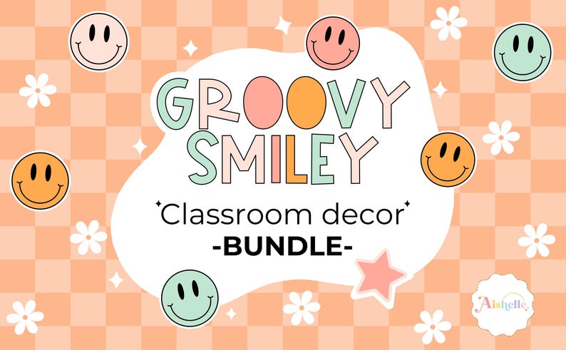 EDITABLE Groovy Smiley Classroom Decor Bundle - PERSONAL USE - Etsy