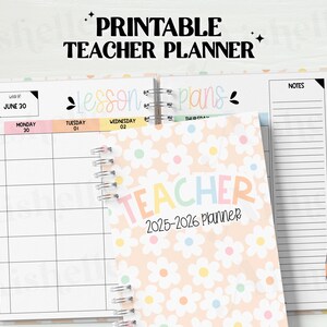 2025-2026 Teacher Planner Printable | Teacher Binder | Pastel Flowers ...