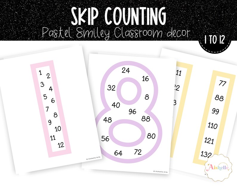 Large Skip Counting Number Display | Pastel Smiley Classroom Decor ...