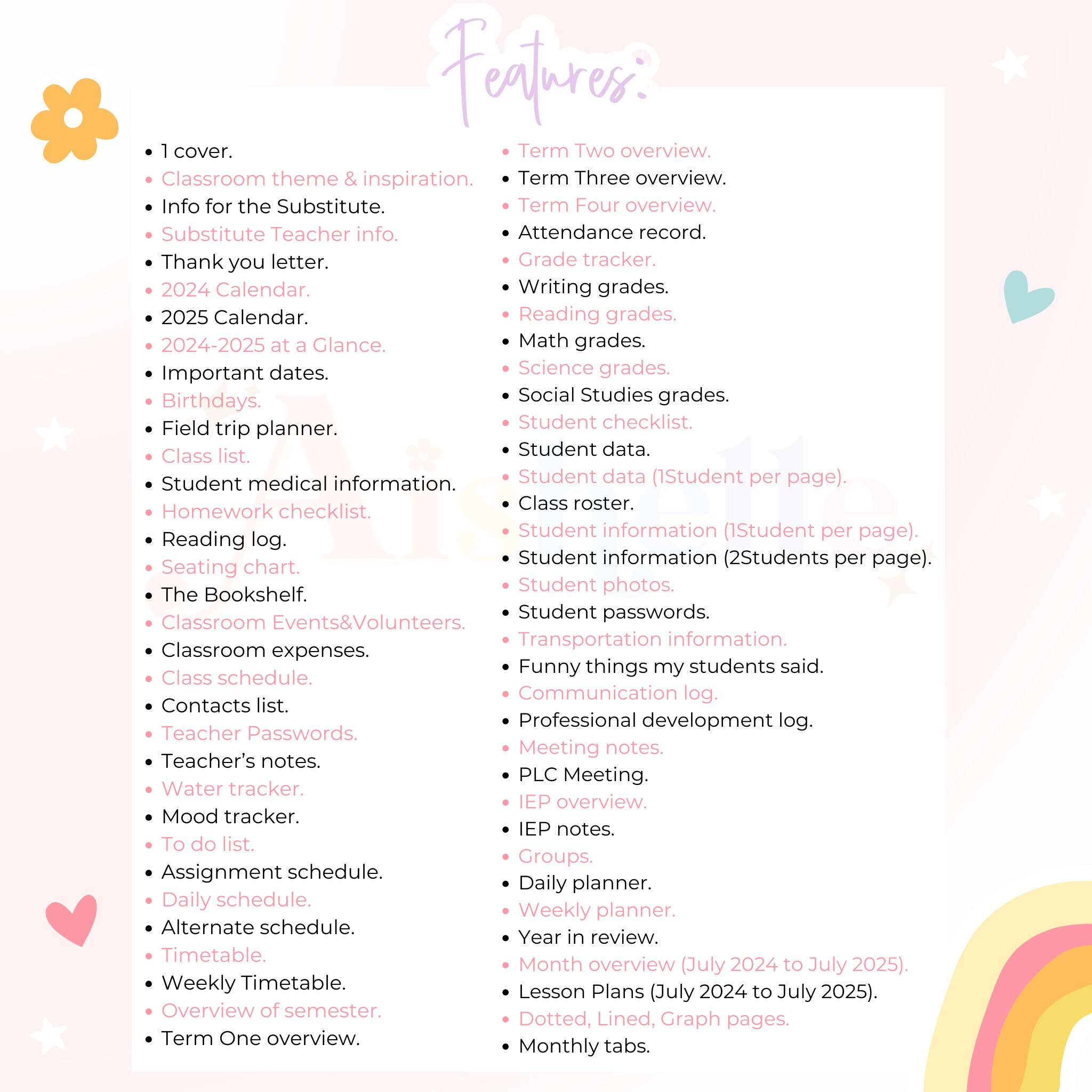 Personalized Printable Teacher Planner Instant Download PDF. - Etsy