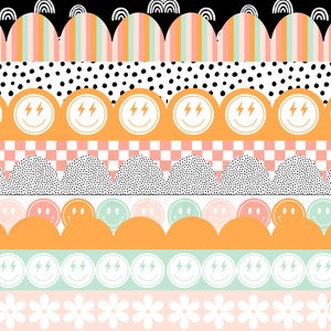 Groovy Bulletin Board Borders | Groovy Happy Faces Classroom Decor ...