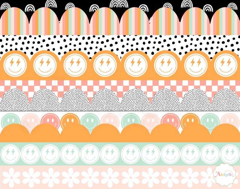 Groovy Bulletin Board Borders | Groovy Happy Faces Classroom Decor ...