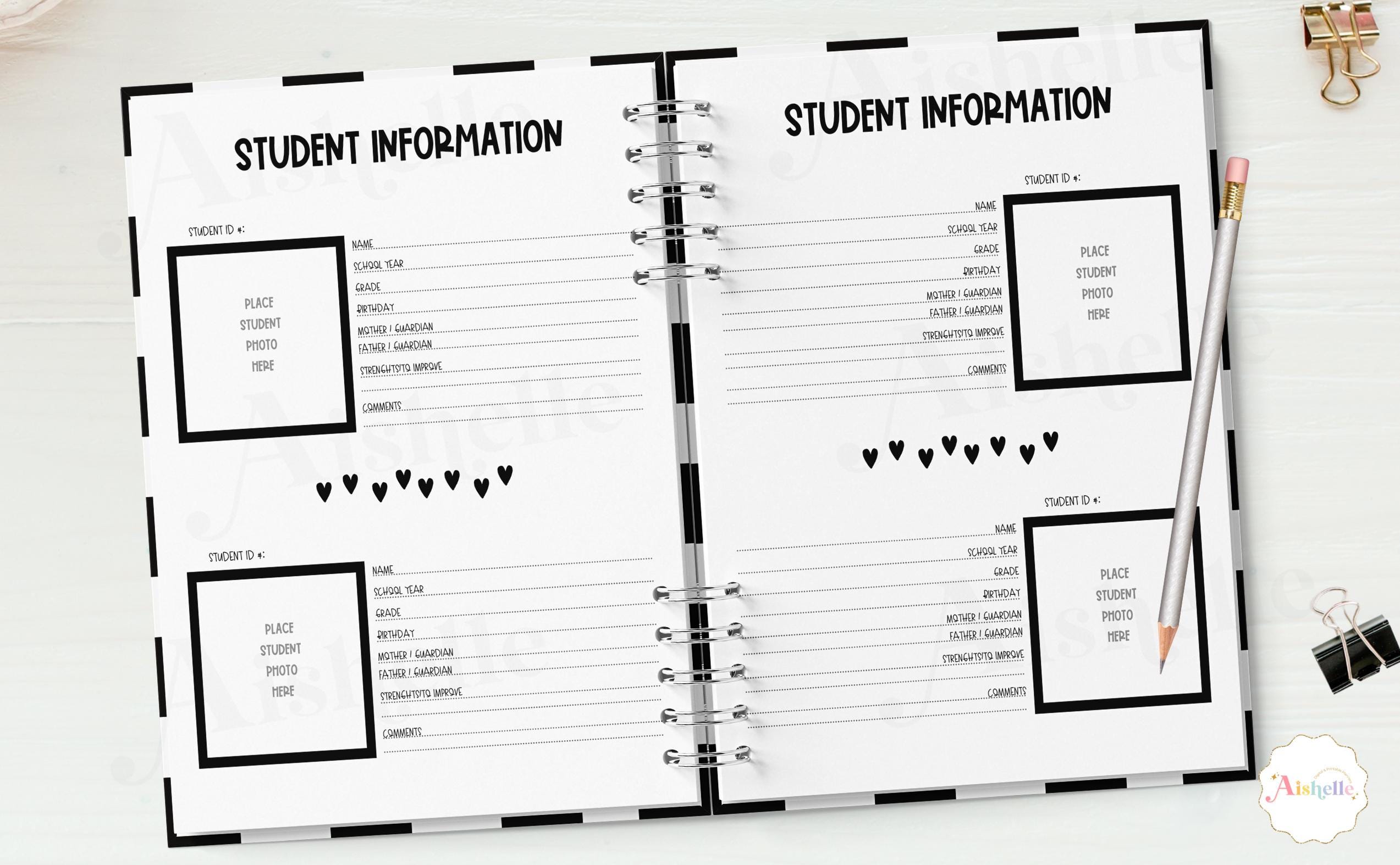 Printable Teacher Planner 2025-2026 | Teacher Binder | Black & White ...