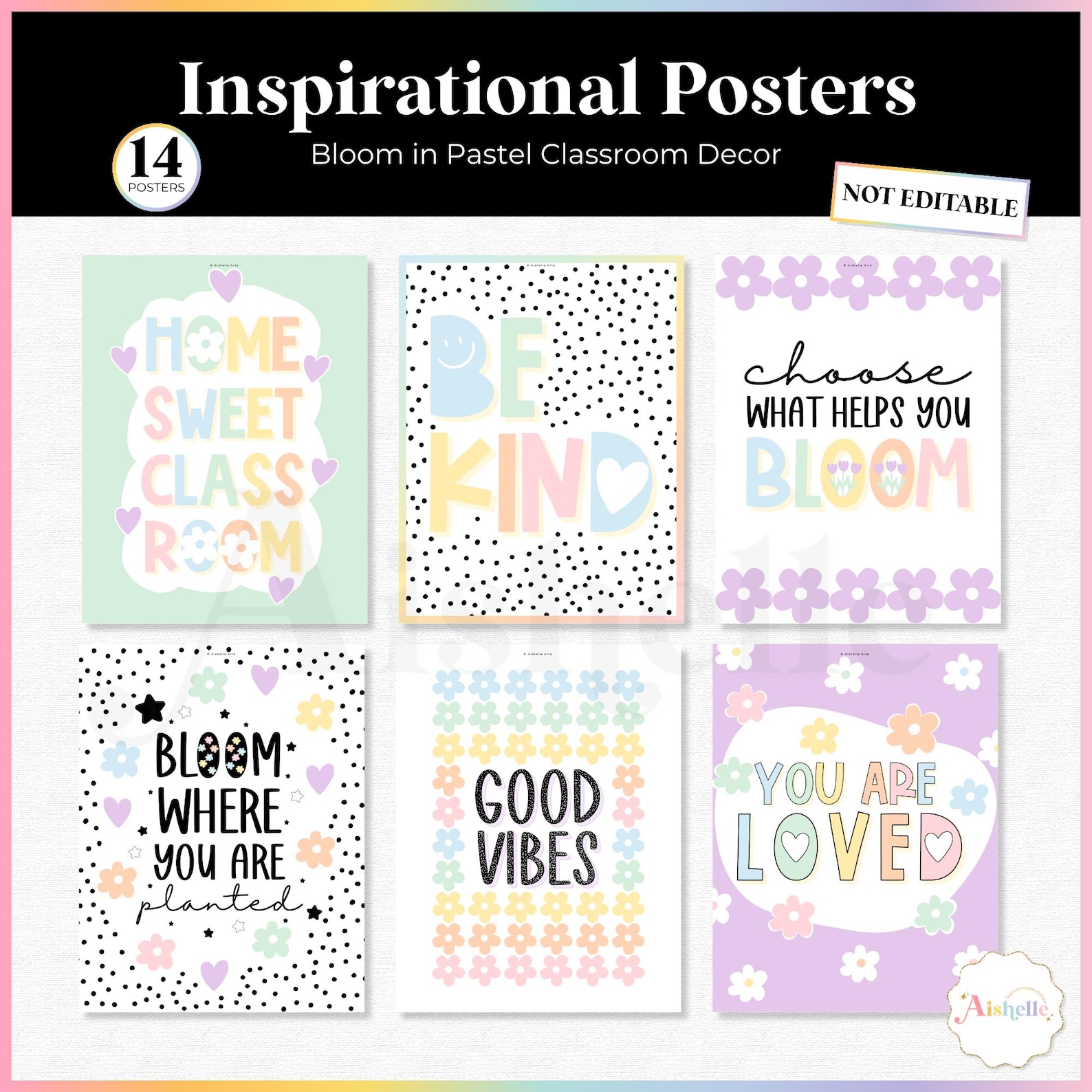 Classroom Inspirational Posters | Bloom in Pastel Classroom Decor ...