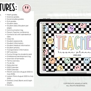 Digital Teacher Planner 2025-2026 | Teacher Goodnotes | With Checkered ...