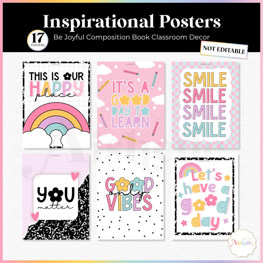 Classroom Inspirational Posters | Be Joyful Composition Book Decor ...