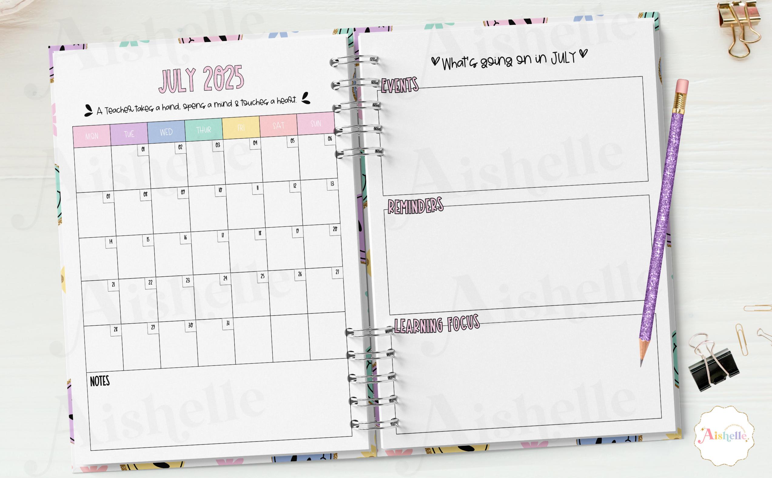 2025-2026 Teacher Planner Printable | Teacher Binder | Pastel Smiley ...