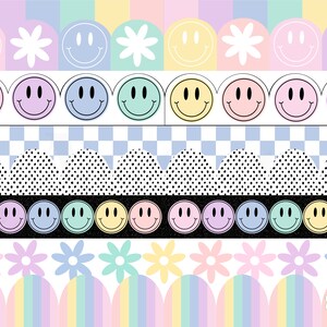 Pastel Bulletin Board Borders | Pastel Happy Faces Classroom Decor ...