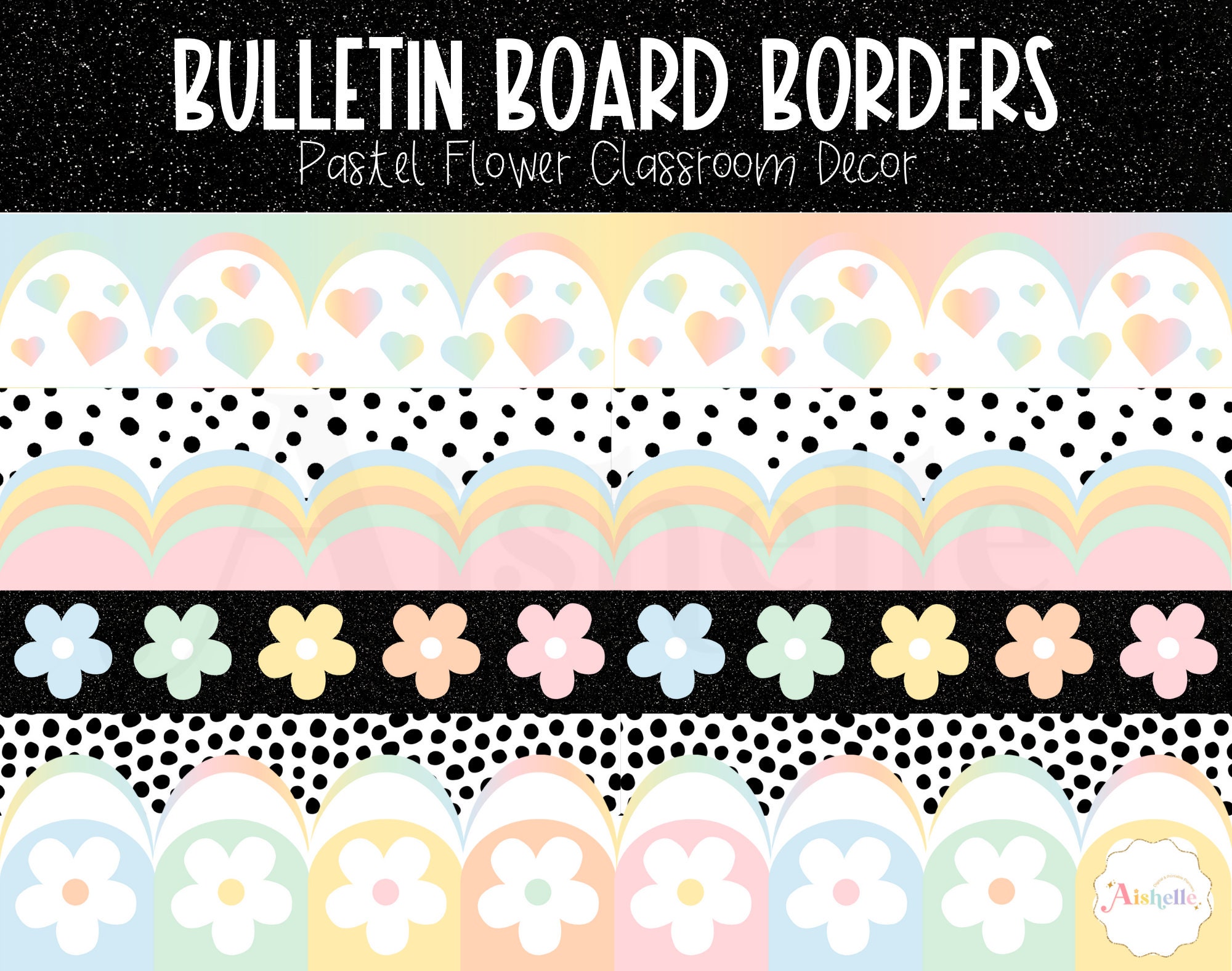 Pastel Bulletin Board Borders | Pastel Flower Classroom Decor ...