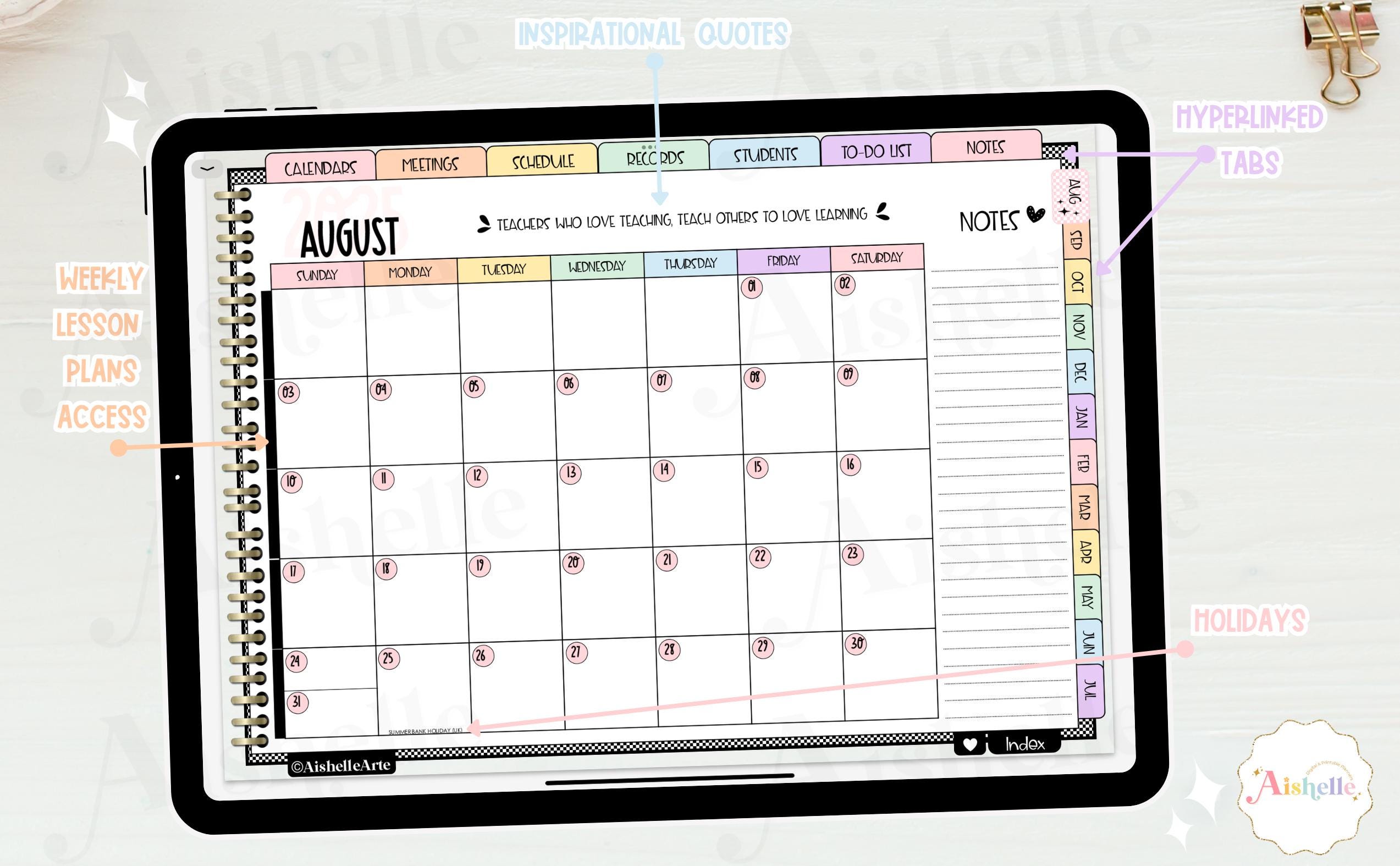 Digital Teacher Planner 2025-2026 | Teacher Goodnotes | With Checkered ...
