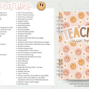 Teacher Planner 2024-2025 Printable | Teacher Binder | With Boho Smiley ...