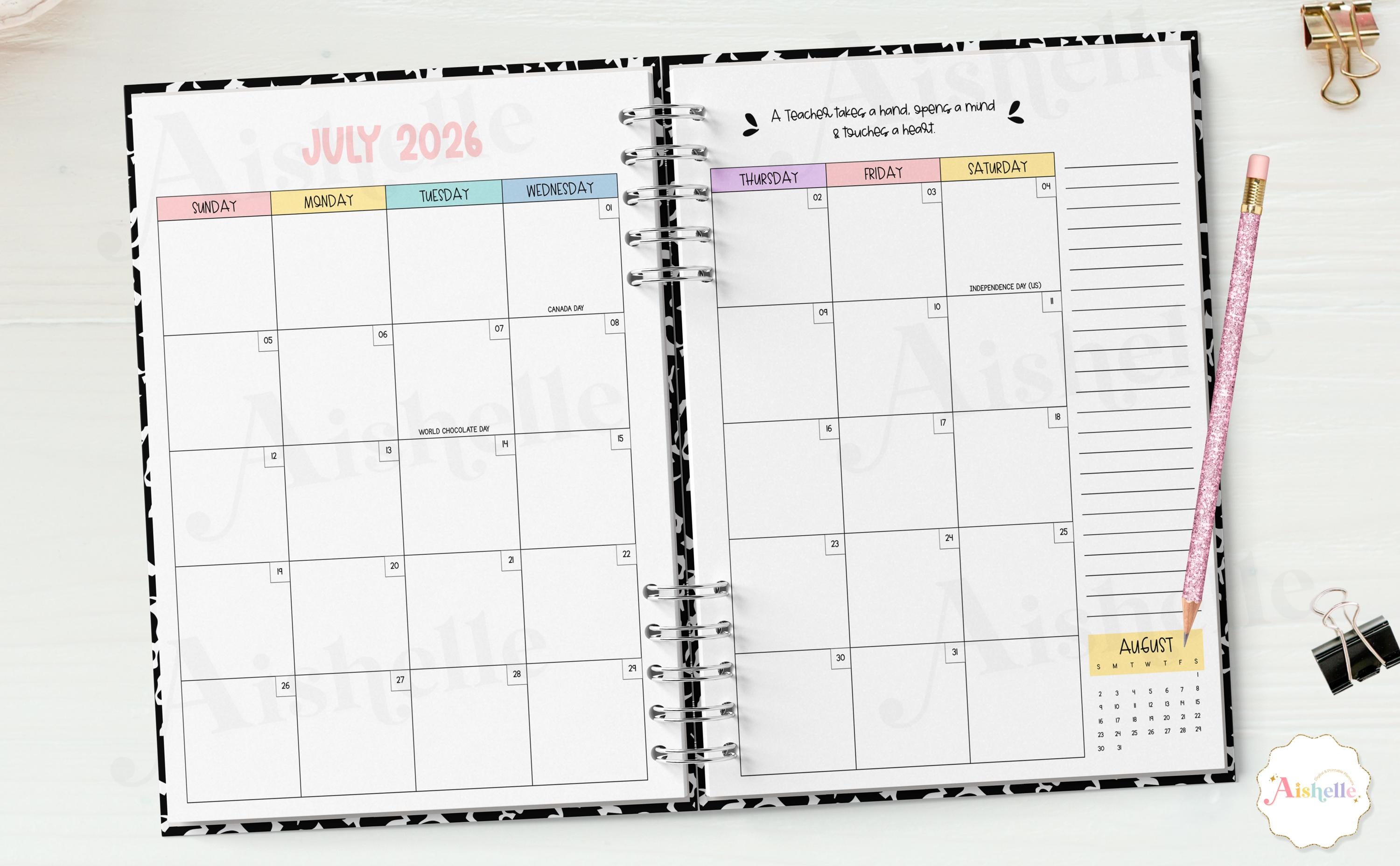 2026-2027 Printable Teacher Planner | Teacher Binder | Pastel Smiley ...