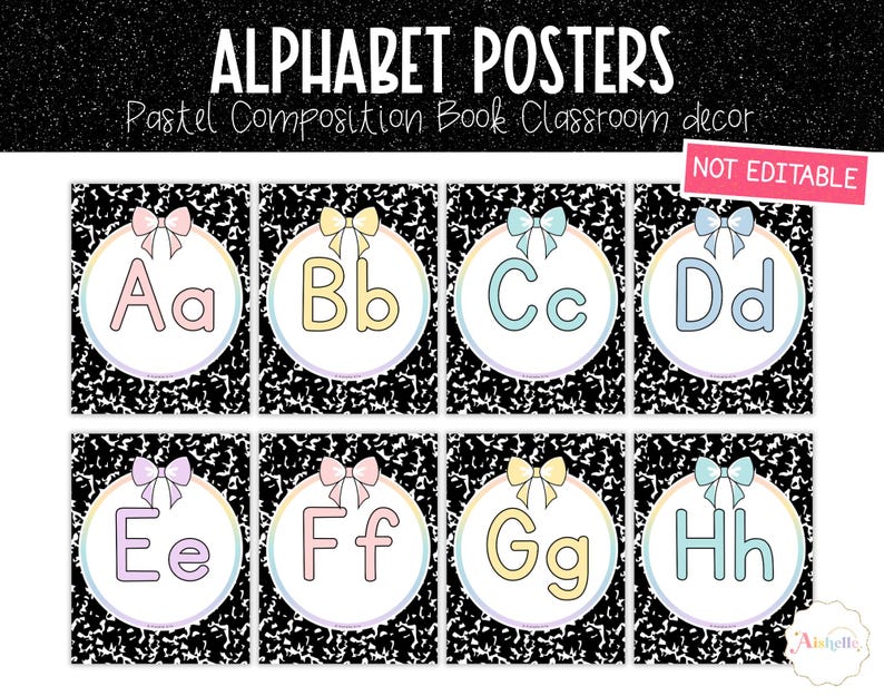 Classroom Alphabet Posters | Pastel Composition Notebook Classroom ...