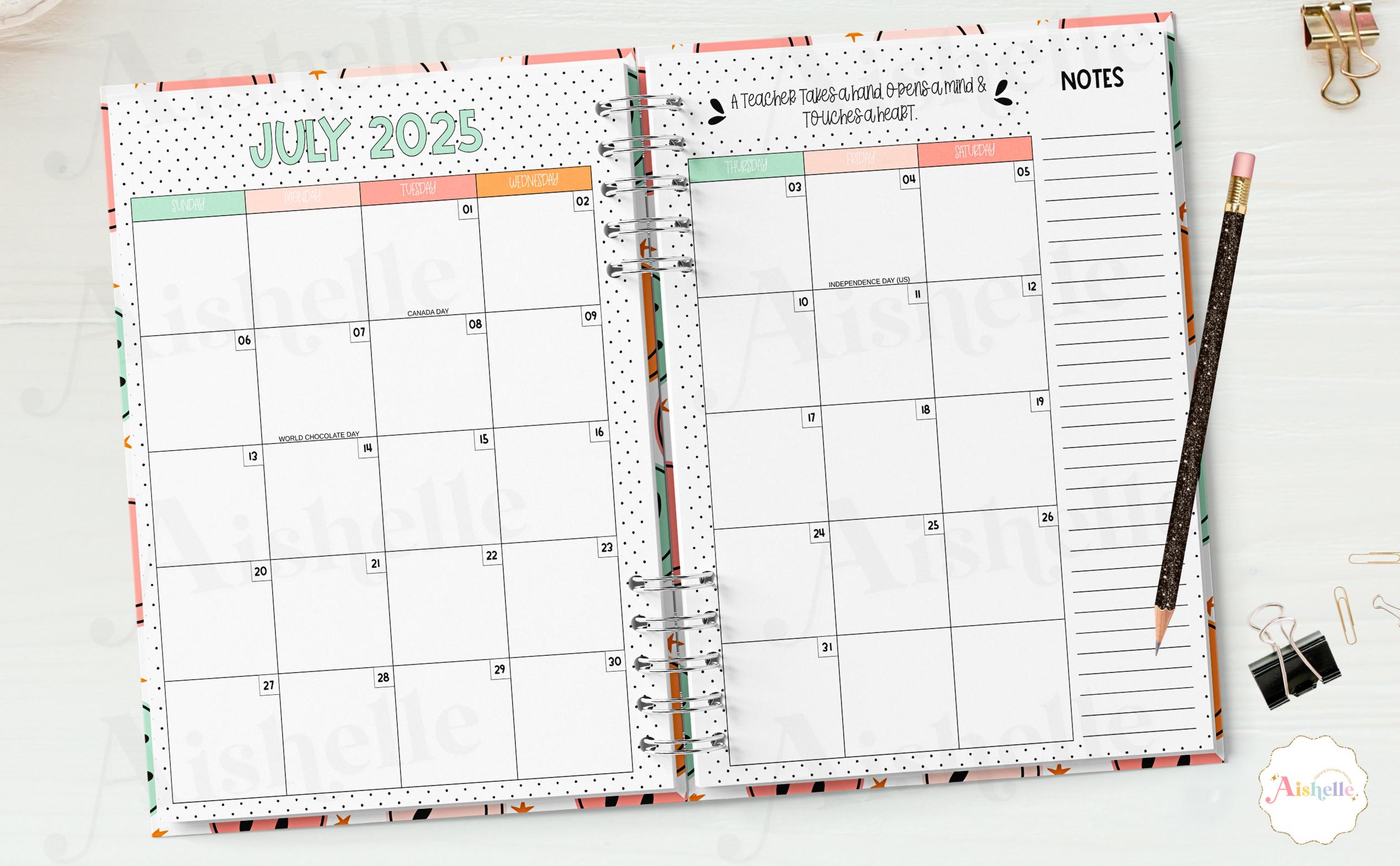 Printable Teacher Planner 2025-2026 | Teacher Binder | Groovy Smiley ...