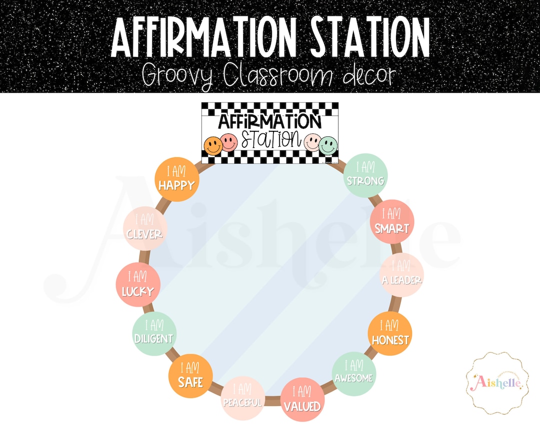 Classroom Affirmation Station Mirror Display | Groovy Classroom Decor ...