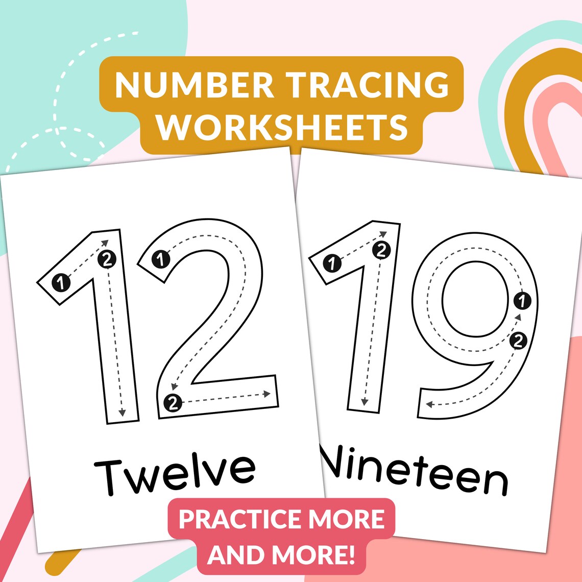 Printable Number Tracing Worksheets, 10 to 20 Number Tracing, Printable ...