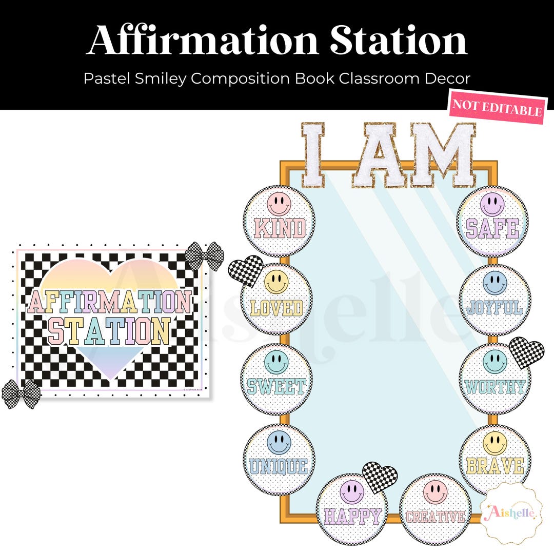 Classroom Affirmation Station Mirror Display | Pastel Smiley Classroom ...