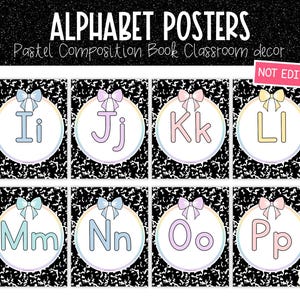 Classroom Alphabet Posters | Pastel Composition Notebook Classroom ...