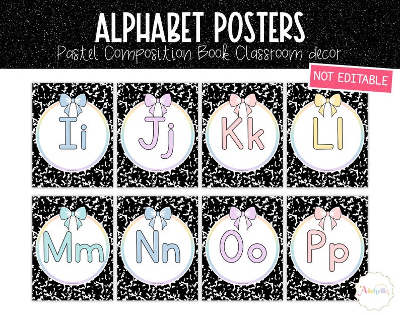 Classroom Alphabet Posters | Pastel Composition Notebook Classroom ...