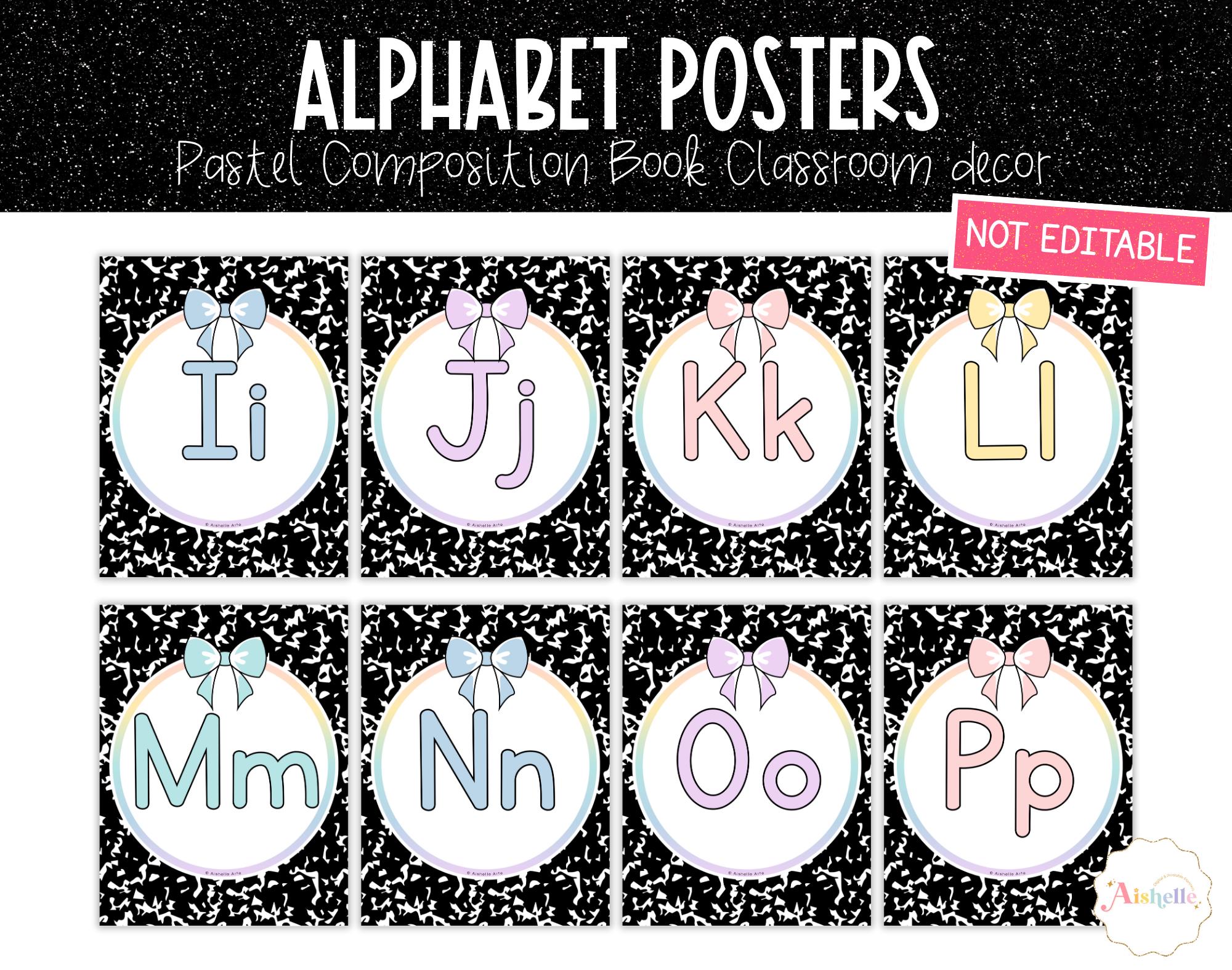 Classroom Alphabet Posters | Pastel Composition Notebook Classroom ...
