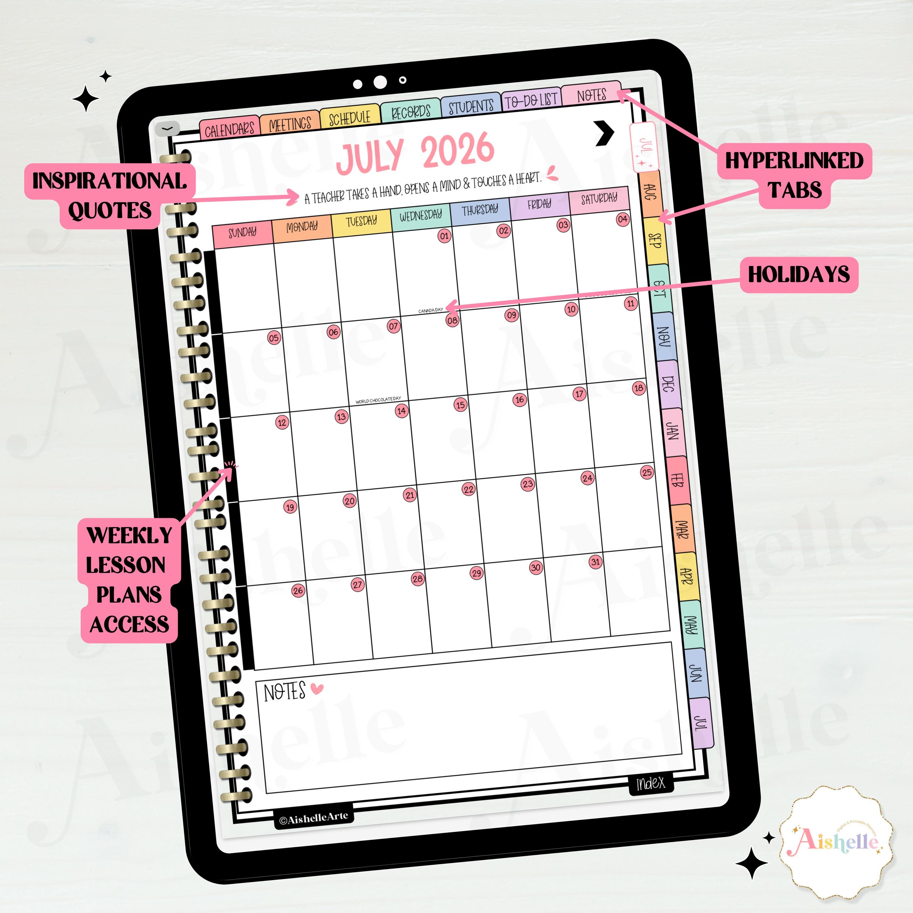 Digital Teacher Planner 2026-2027 | Teacher Goodnotes | With Rainbow ...