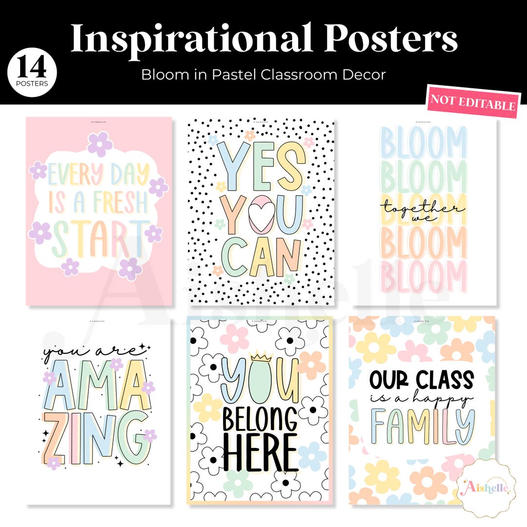 Pastel Classroom Inspirational Posters: Bloom Decor (PDF Download ...
