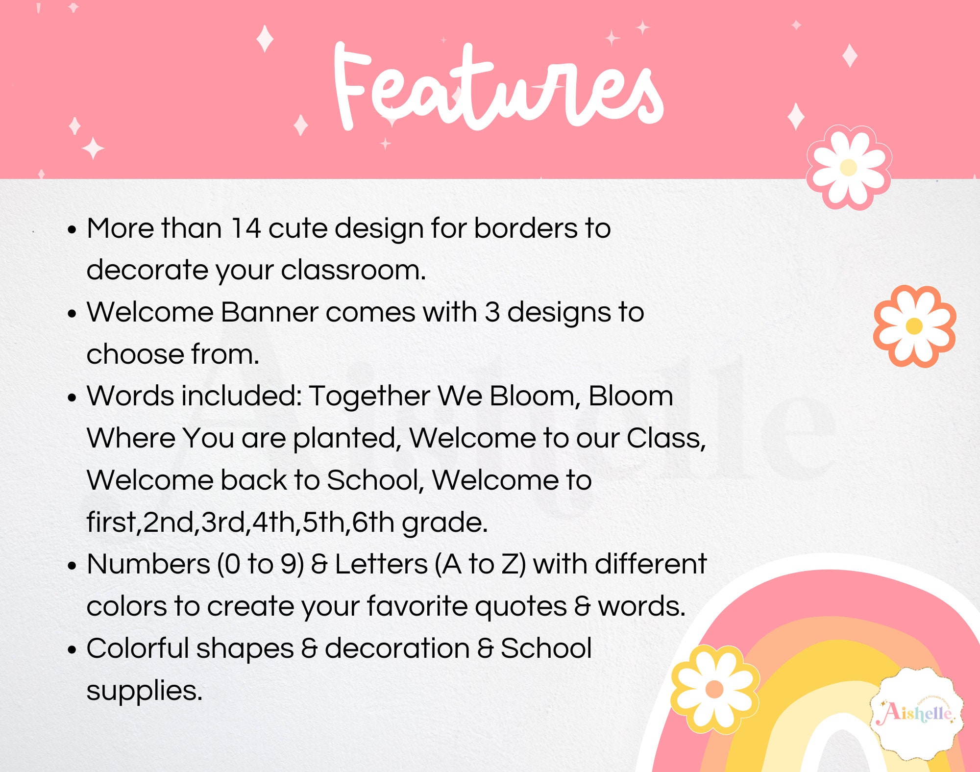 Light Daisy Bulletin Board Kit Back to School Bulletin Board Floral ...