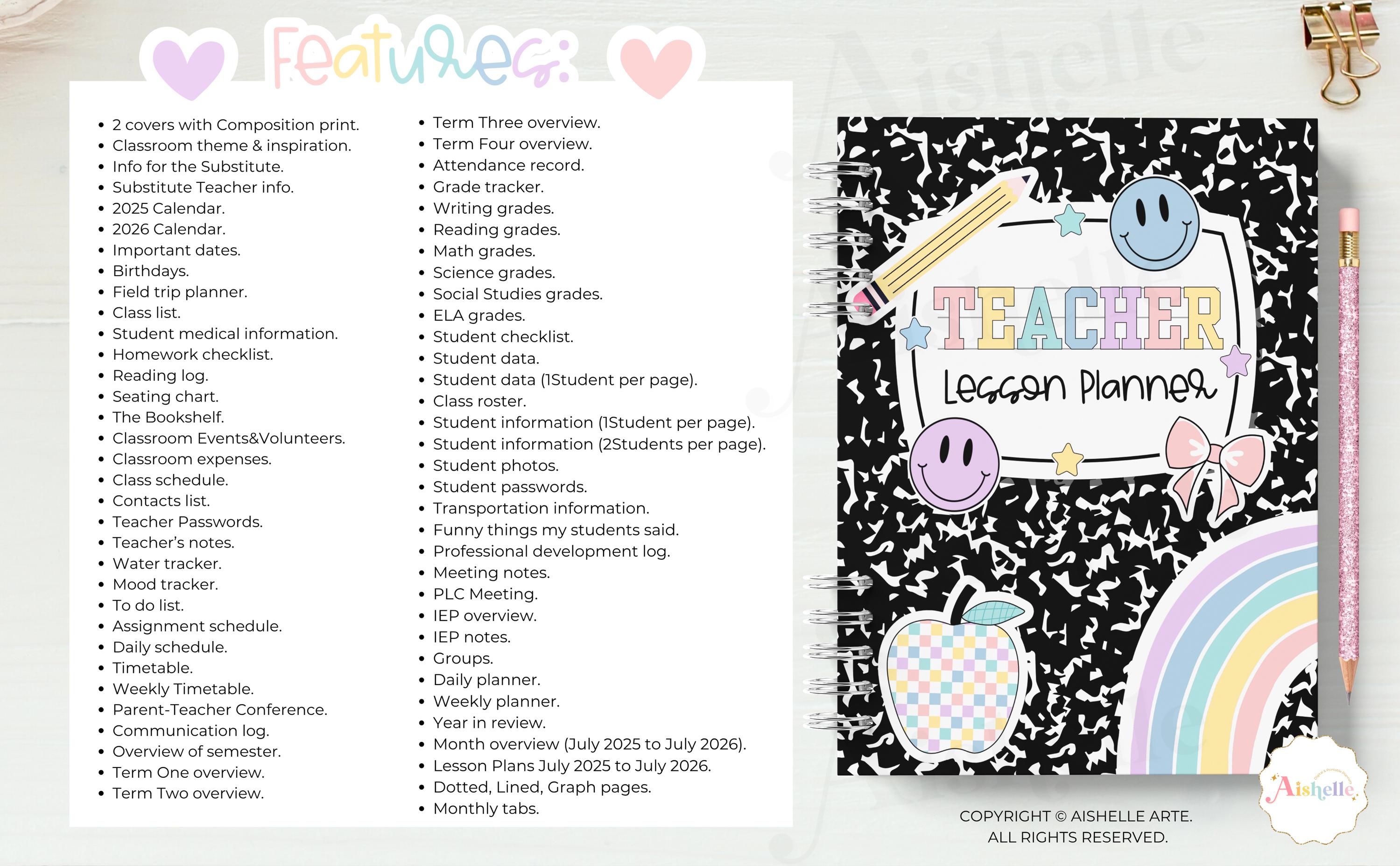 Printable Teacher Planner 2025-2026 | Teacher Binder | Pastel ...